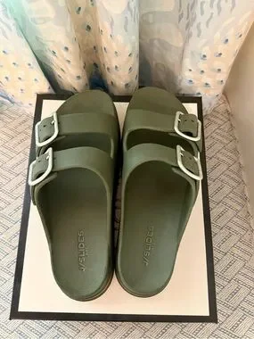 J Slides | Shoes | J Slides Olive Green Dualbuckle Platform Sandals ...